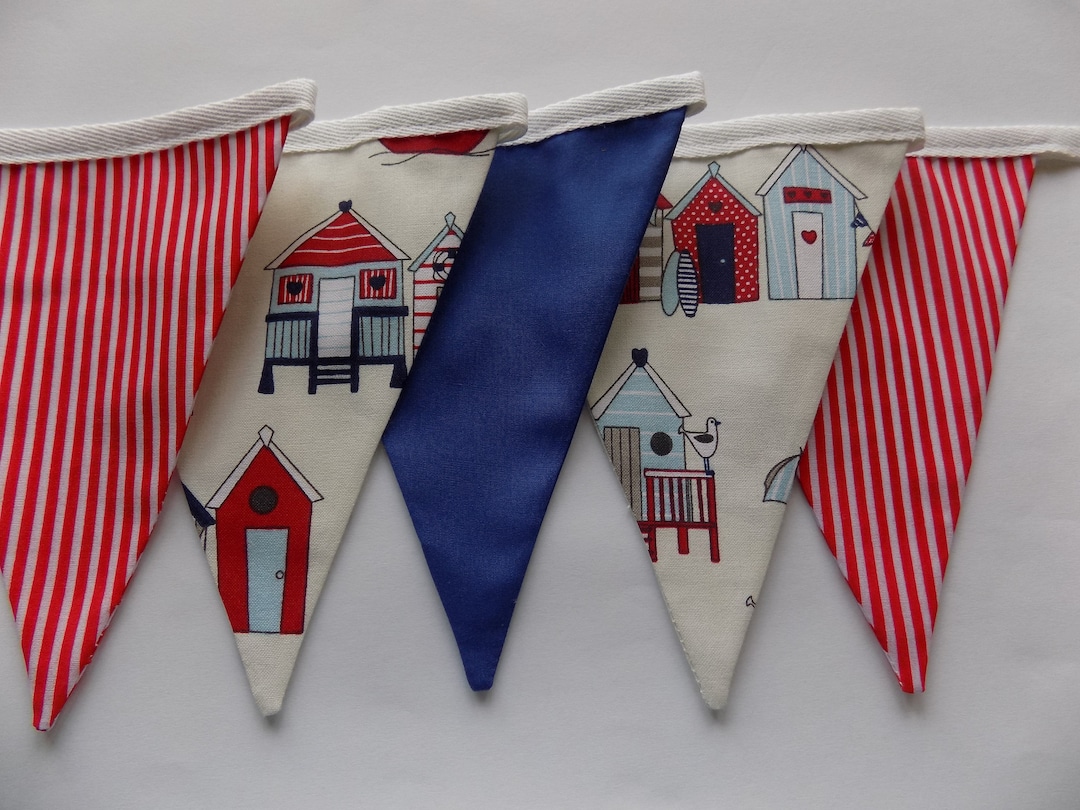 Beach Huts Bunting, Seaside Garland, Summer Nautical Bunting, Childrens ...