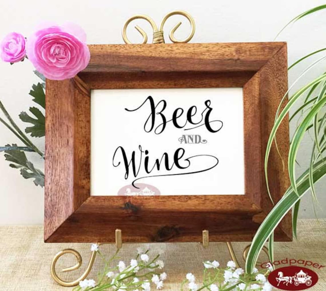 Beer and Wine Sign Alcohol Sign Wedding Bar Sign Wedding | Etsy