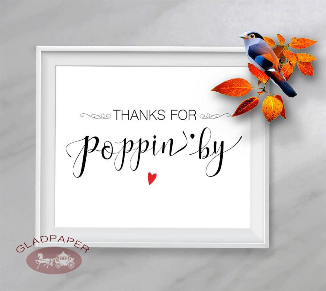 Thanks for Poppin by Sign, Popcorn Bar Sign, Popcorn Wedding Sign ...