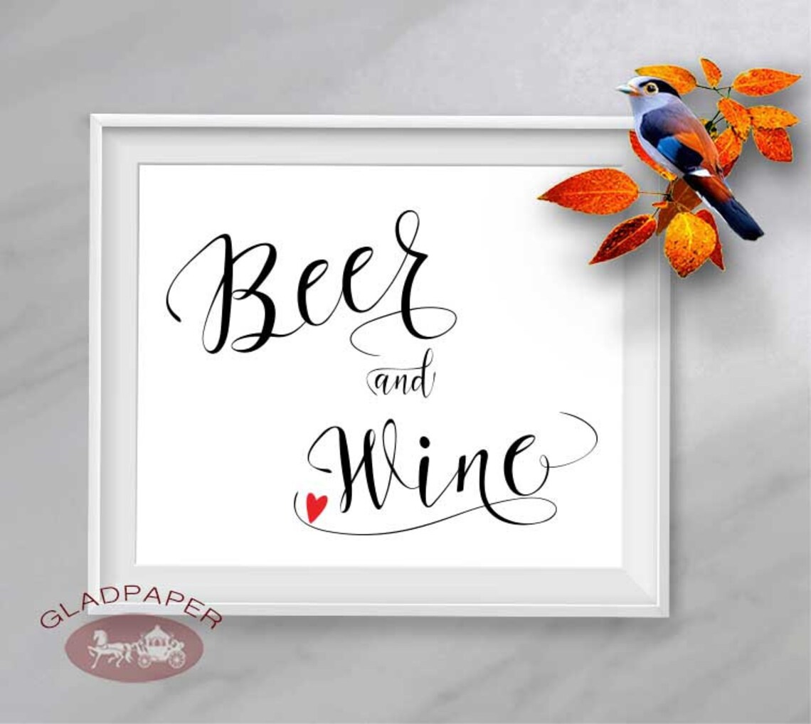 Wedding Beer and Wine Open Bar Sign Open Beer and Wine Bar - Etsy