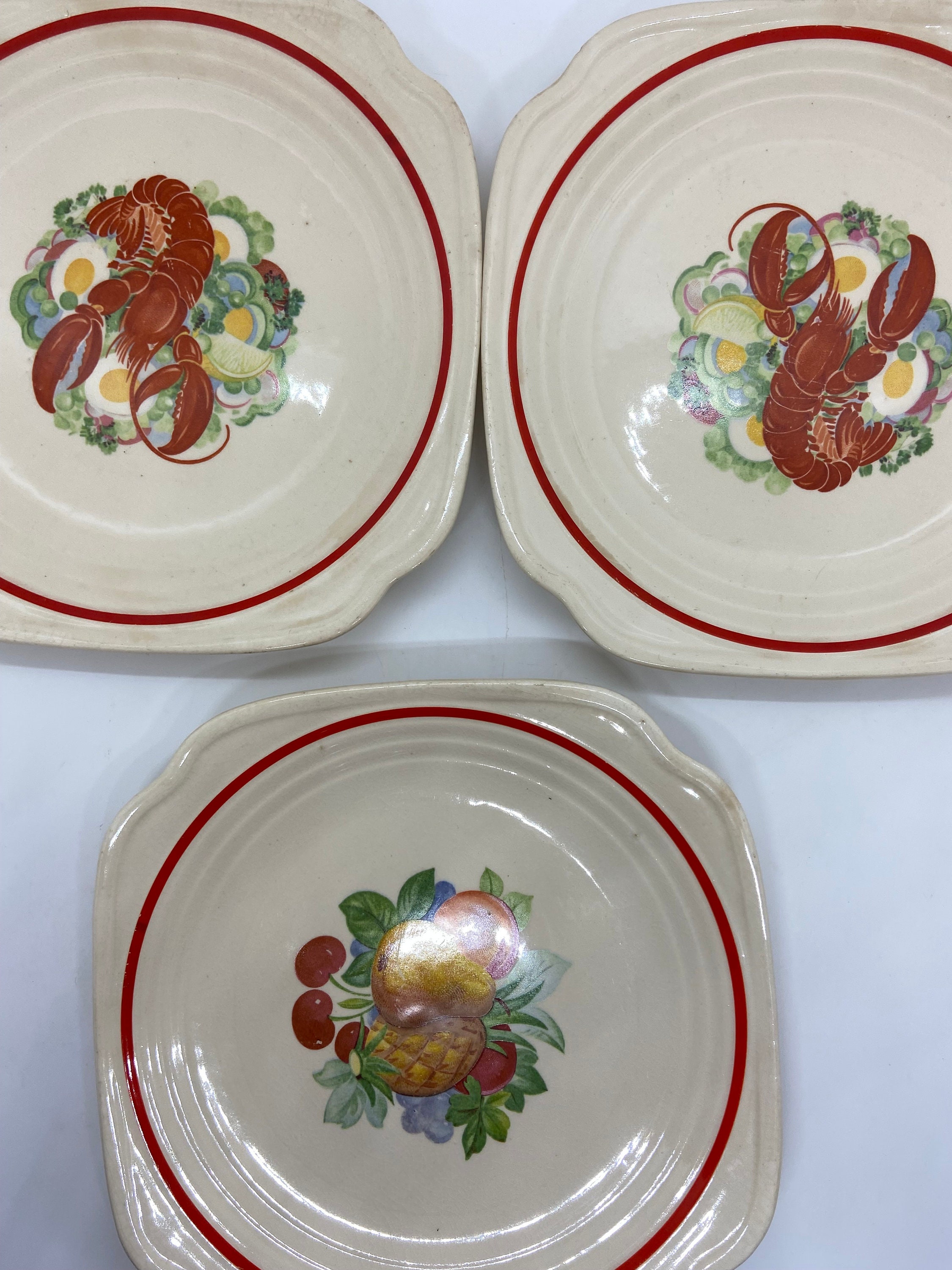 Cambridge Lobster and Vegetable Plates - Etsy