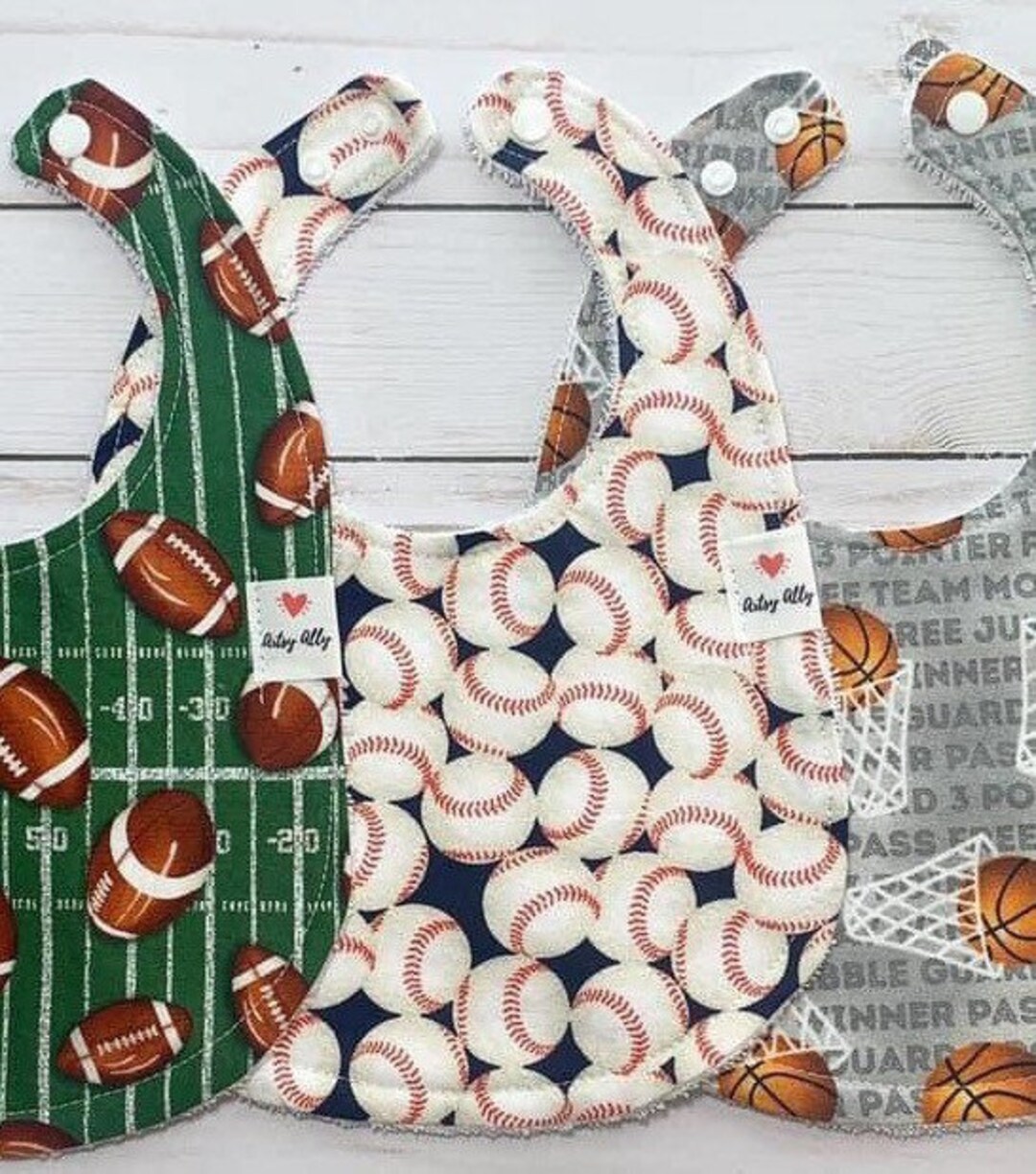 Sports Baby Bib, Football, Baseball, Basketball, Sports Theme, Little ...