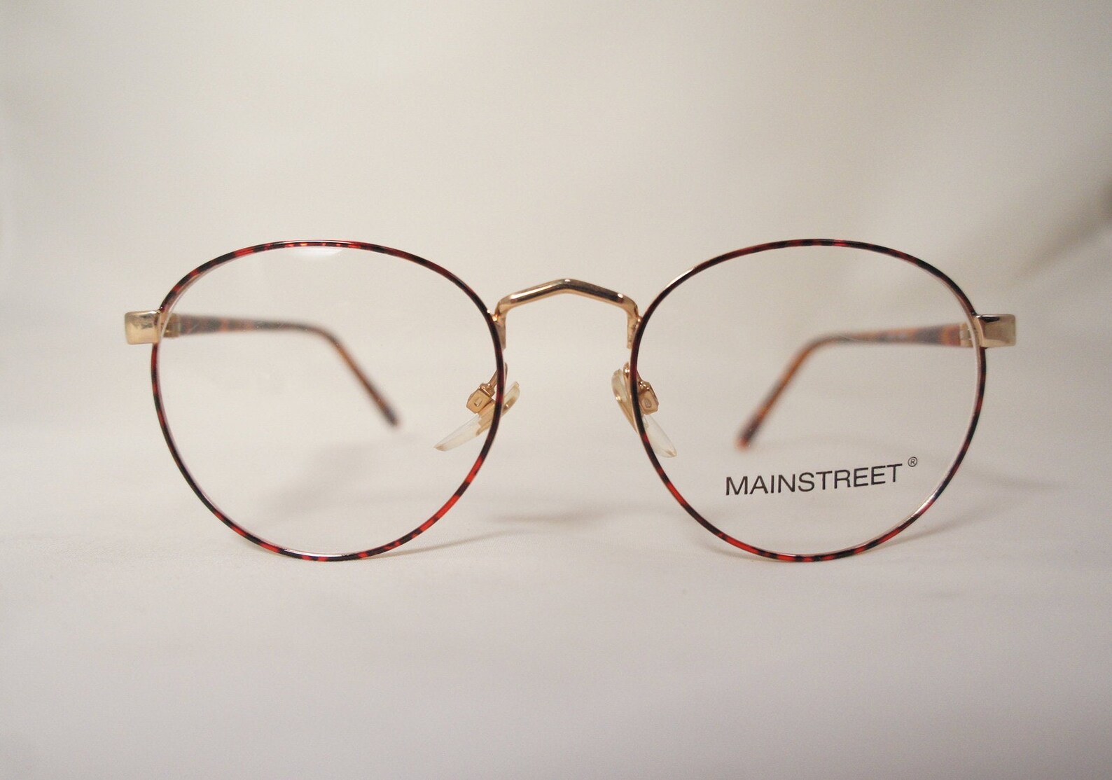 Ms885 Classic Round Vintage Eyeglasses Red Tortoise Over Gold Metal New Old Stock Etsy France