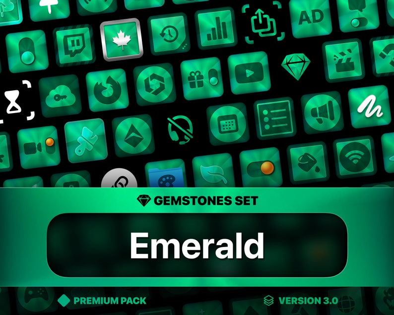 Gemstones, EMERALD // Stream Deck Icon Pack for Stream Deck Product ...