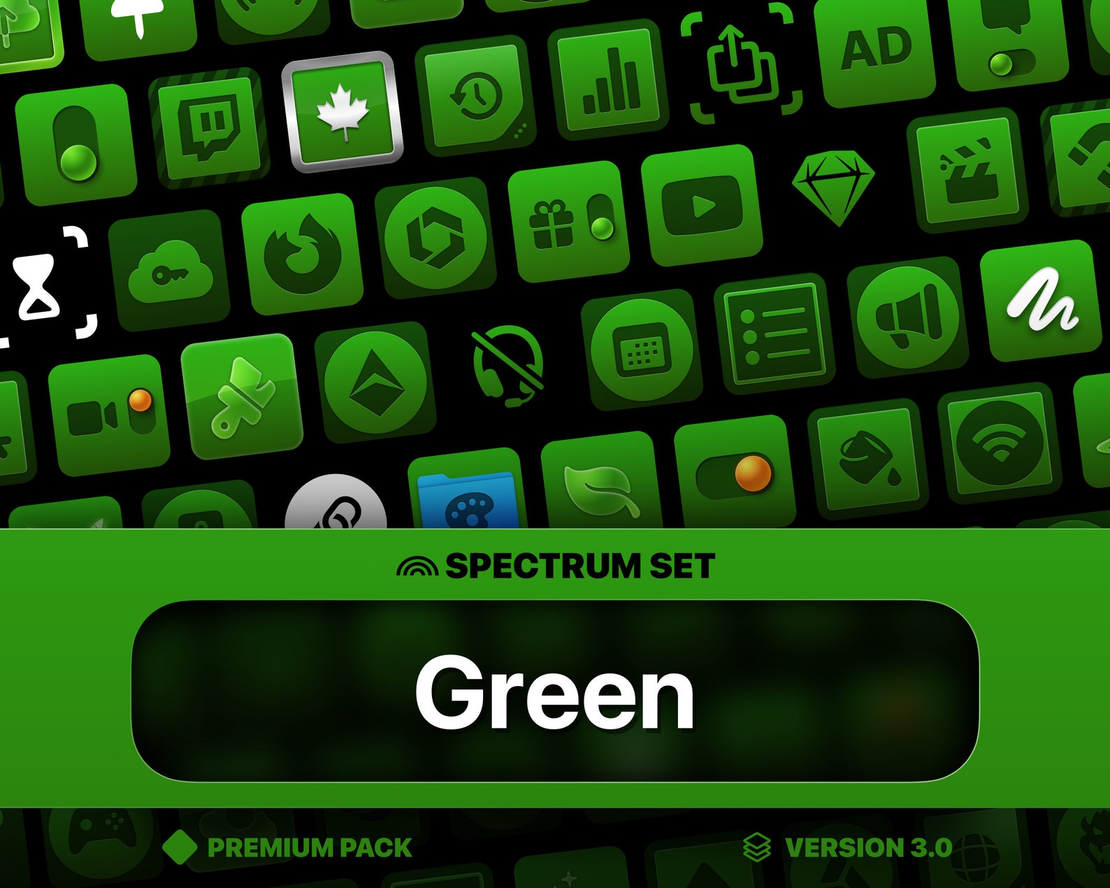 Green Stream Deck Icon Pack, PNG - Etsy