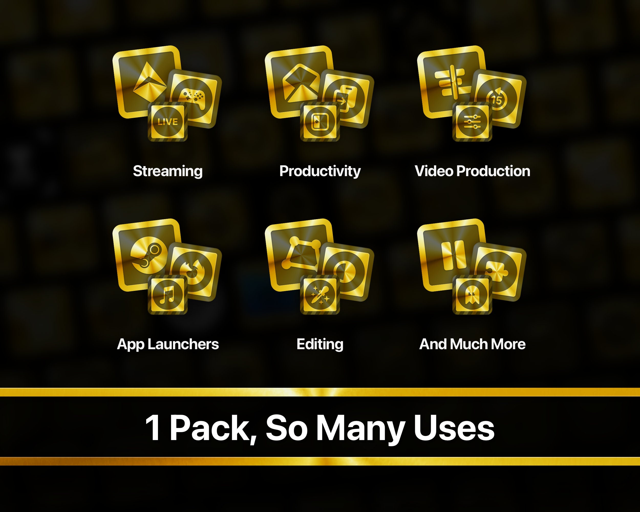 Metals, Gold // Stream Deck Icon Pack for Stream Deck Product Line ...