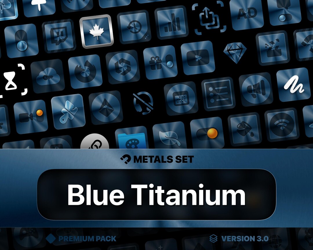 Metals, BLUE TITANIUM // Stream Deck Icon Pack for Stream Deck Product ...