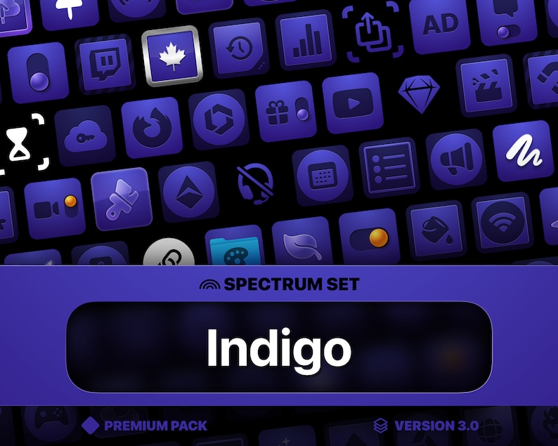 Spectrum, Indigo // Stream Deck Icon Pack for Stream Deck Product Line ...
