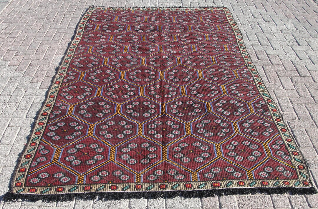 Large Rare Rugs for Living Room, Area Rugs 6x9, Vintage Kilim Rug ...
