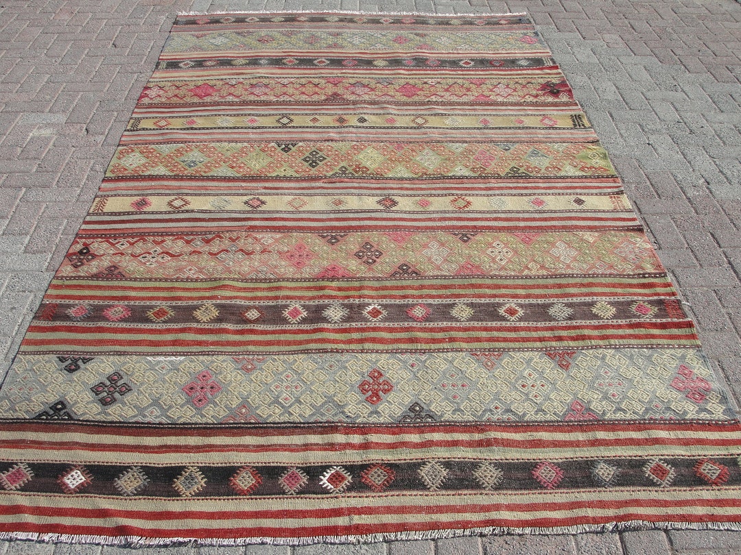 Area Kilim Rug, 6 X 10.8 Ft, Turkish Kilim Runner, Rugs for Livingroom ...
