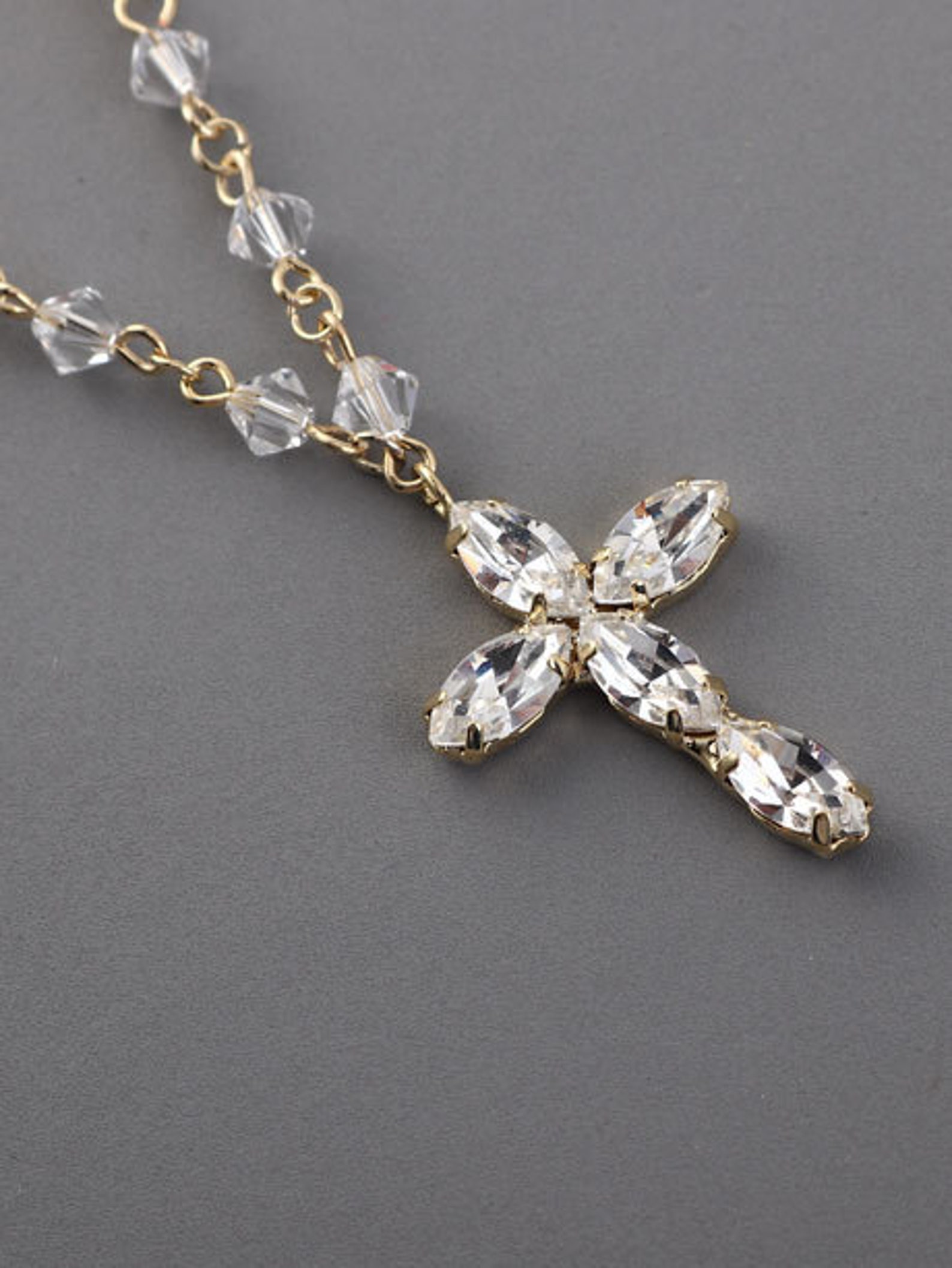 Bridal Rosary Bracelet With Double Crystal Chain - Etsy