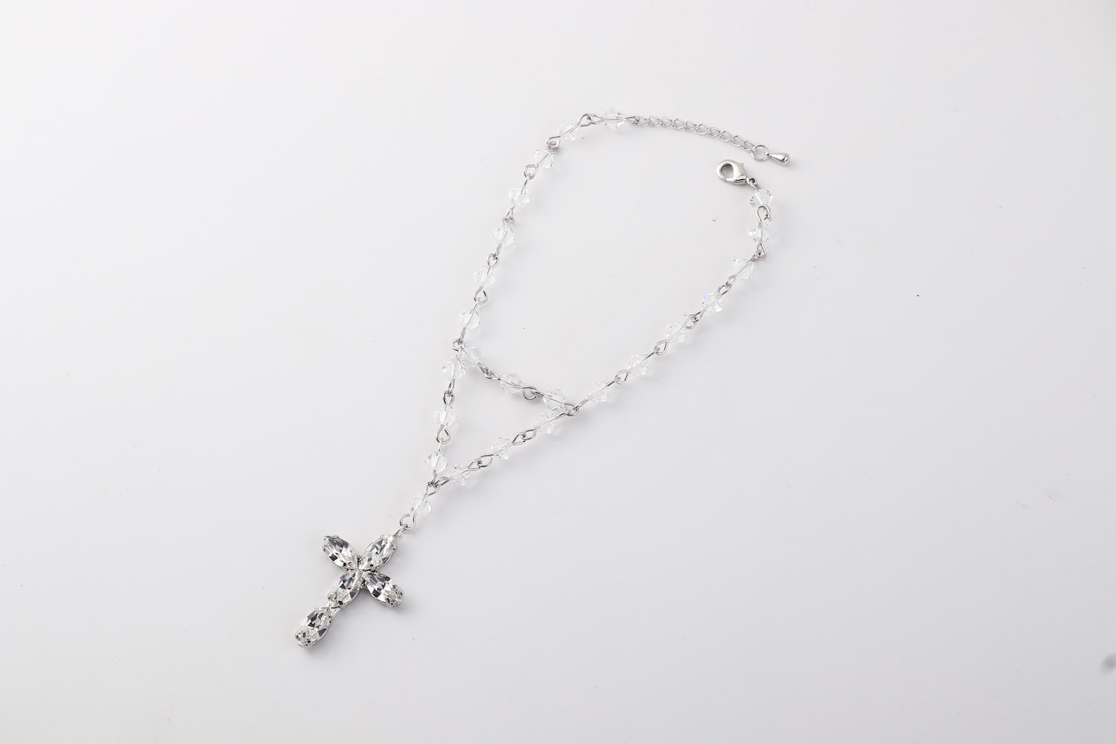 Bridal Rosary Bracelet With Double Crystal Chain - Etsy