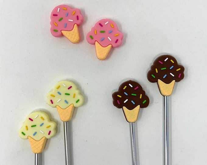 Needle Stoppers, ICE CREAM, Stitch Stoppers, Point Protectors, Knitting ...