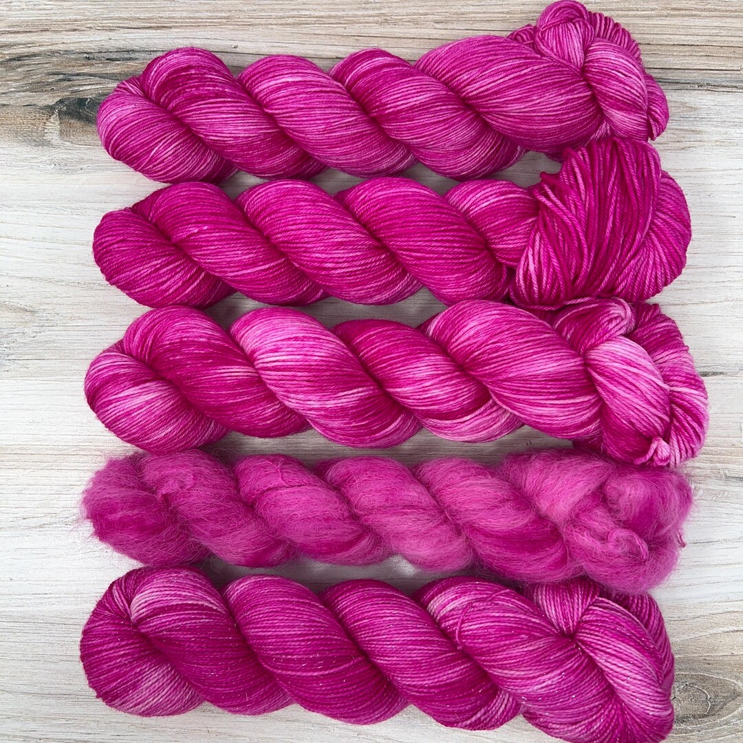 PINK SAPPHIRE Hand-dyed Yarn, Three by the Sea, Sock Weight Yarn, DK ...