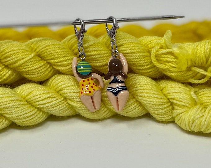 BATHING BEAUTIES, Beach Stitch Marker, Beach Progress Keeper, Three by ...