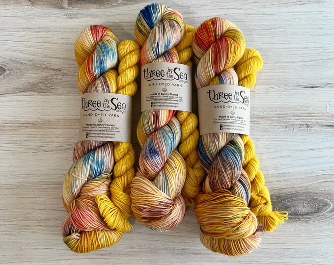 Sock Set Fingering BEAUTY and the BEAST, Hand-dyed Yarn, Three by the ...