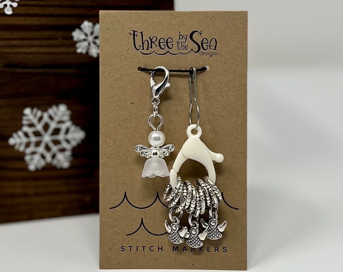 Stitch Markers, ANGELS, 12 Ring & Progress Keeper Set, Angel Stitch ...