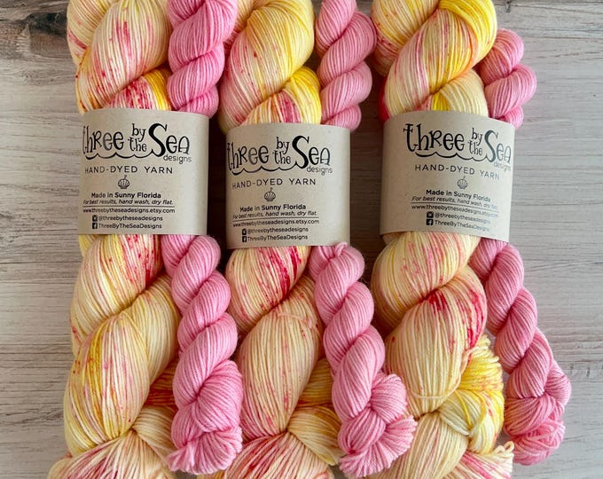 Sock Set Fingering PINK LEMONADE PARTY, Hand-dyed Yarn, Three by the ...