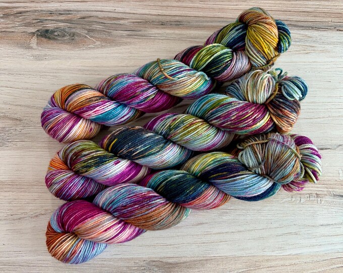DK BEJEWELED Hand Dyed Yarn, Three by the Sea Designs, Dk Weight Yarn ...