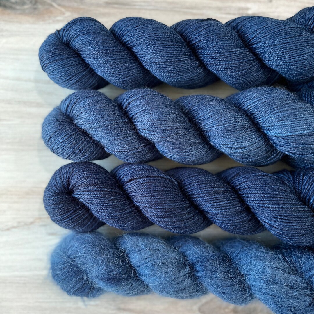 NIGHT SKY Hand-dyed Yarn, Three by the Sea, Sock Weight Yarn, DK Yarn ...