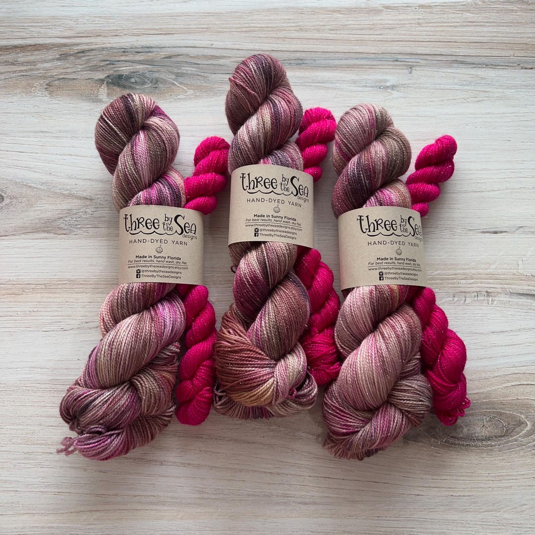 Stellina Sock Set CHOCOLATE RASPBERRY TRUFFLE, Hand-dyed Yarn, Three by the Sea, Sock Weight ...