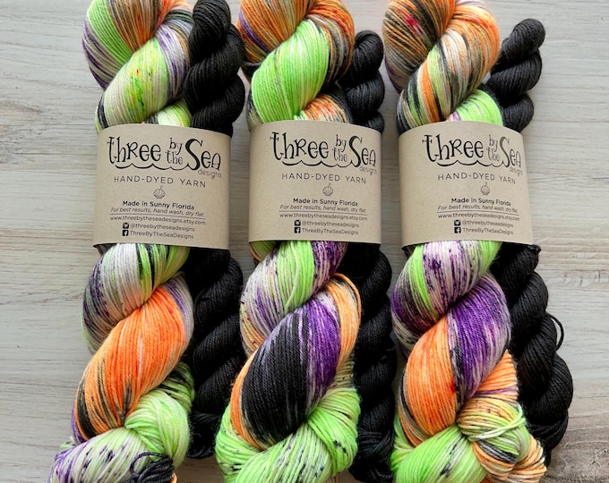 Sock Set Fingering SPOOKTACULAR, Hand-dyed Yarn, Three by the Sea, Sock ...