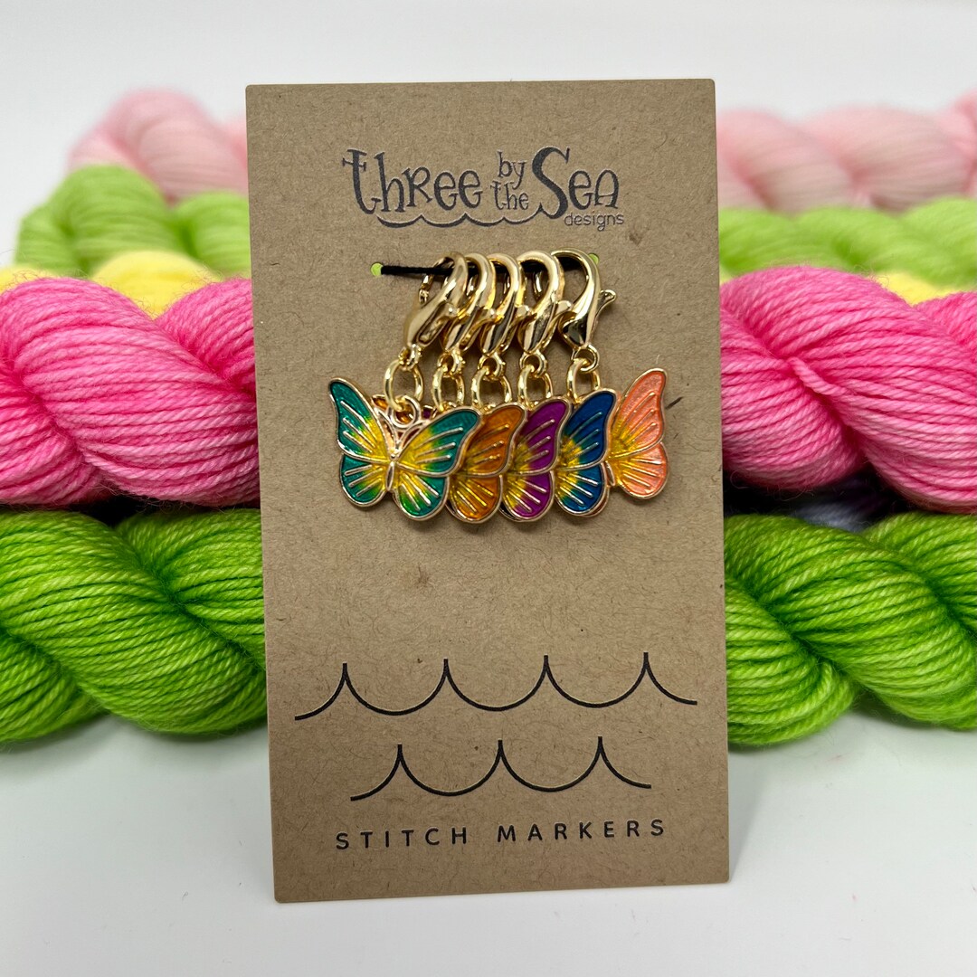 BUTTERFLY GARDEN Stitch Markers, Set of 5, Spring Knitting, Butterfly ...