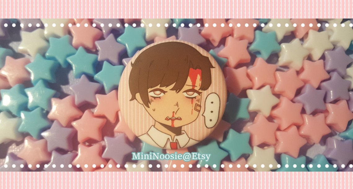 Hurt Anime Boy Button - Etsy