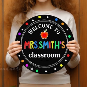 Personalized Teacher Door Sign, Classroom Welcome Sign, Custom Teacher ...