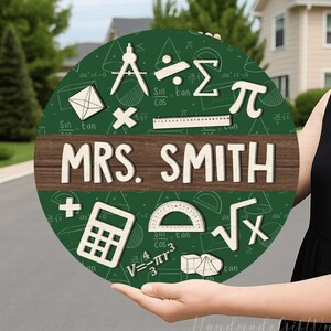 Personalized Math Teacher Door Sign, Math Teacher Door Hanger, Custom ...