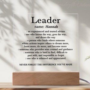 Personalized Leader Definition LED Plaque Gift, Leader Acrylic Sign ...
