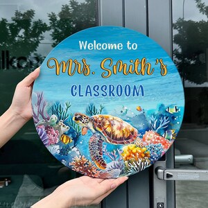 Teacher Door Sign, Ocean Sea Themed Door Sign, Classroom Door Hanger ...