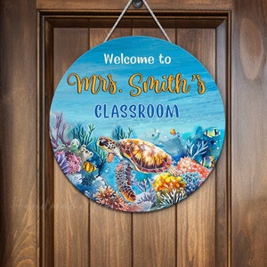 Teacher Door Sign, Ocean Sea Themed Door Sign, Classroom Door Hanger ...