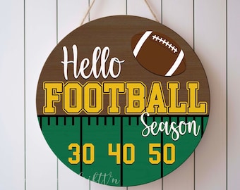 Hello Football Season Door Hanger Round - Etsy