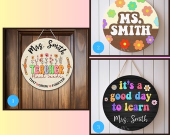 Teacher Door Sign, Teacher Door Hanger, Classroom Door Sign, Custom ...