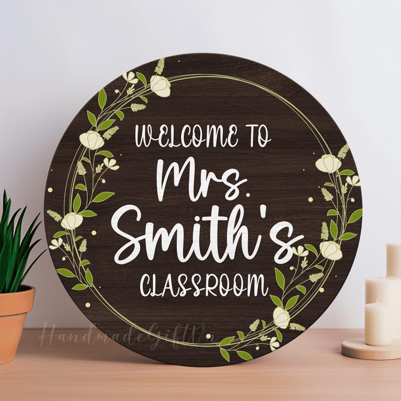 Custom Rustic Teacher Door Hanger, Teacher Welcome Sign for Classroom ...