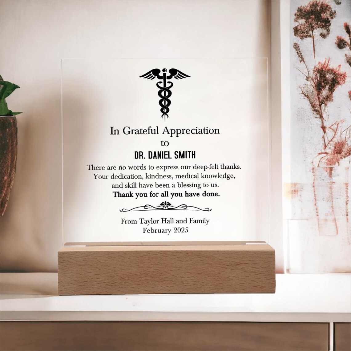 Doctor Thank You Acrylic Gifts, M.D. Recognition Gift, Physician ...