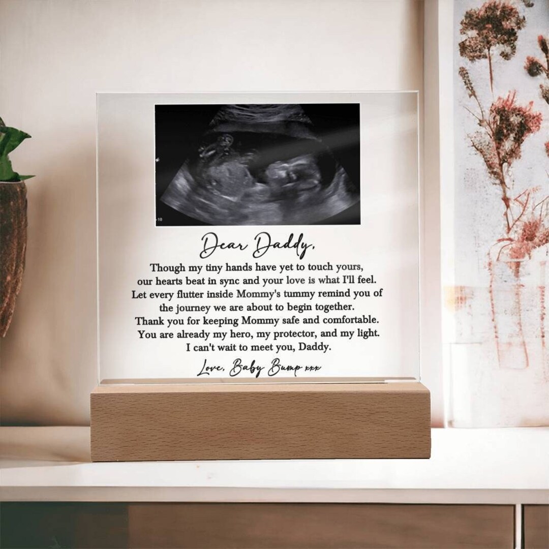 Dear Daddy Personalized Ultrasound Photo LED Plaque, New Dad Gift From the Bump, 1st Time Dad ...