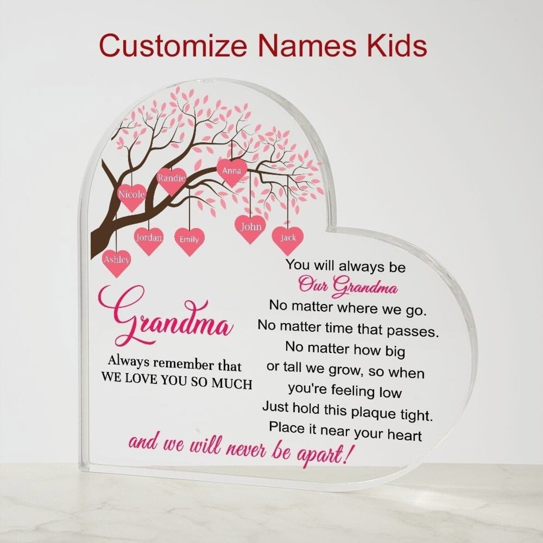 Personalized Heart Plaque for Grandma, Acrylic Plaque Gift to ...