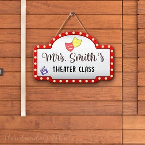 Personalized Theater Classroom Door Sign, Drama Theatre Teacher Gift ...