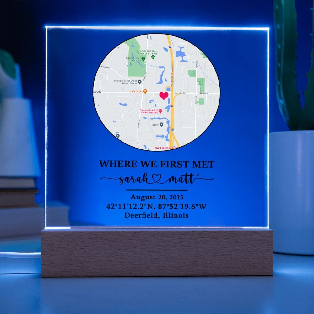 Personalized Map Where We First Met Acrylic Plaque, Custom Map Plaque ...