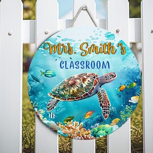 Teacher Door Sign, Ocean Sea Themed Door Sign, Classroom Door Hanger ...