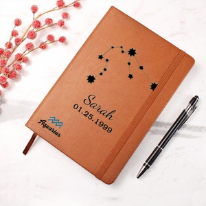 Zodiac Constellation Personalized Journal, Customized Astrology Leather ...