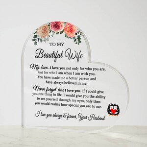 To My Wife Acrylic Plaque,wife Birthday Gift,wife Gift From Husband ...