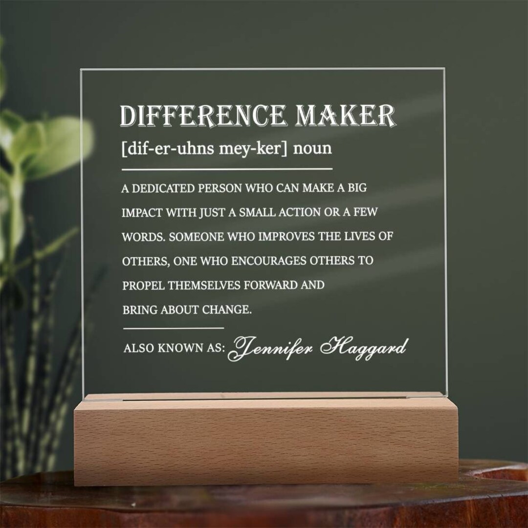 Difference Maker Acrylic Plaque Gift, Personalized Thank You Gift for ...