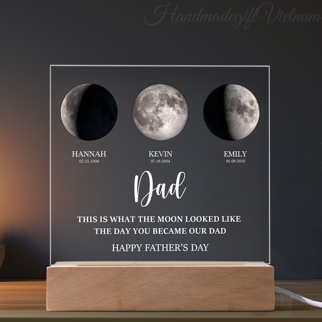 Custom Moon Phase Plaque Father's Day Gift, Personalized Moon Phase ...