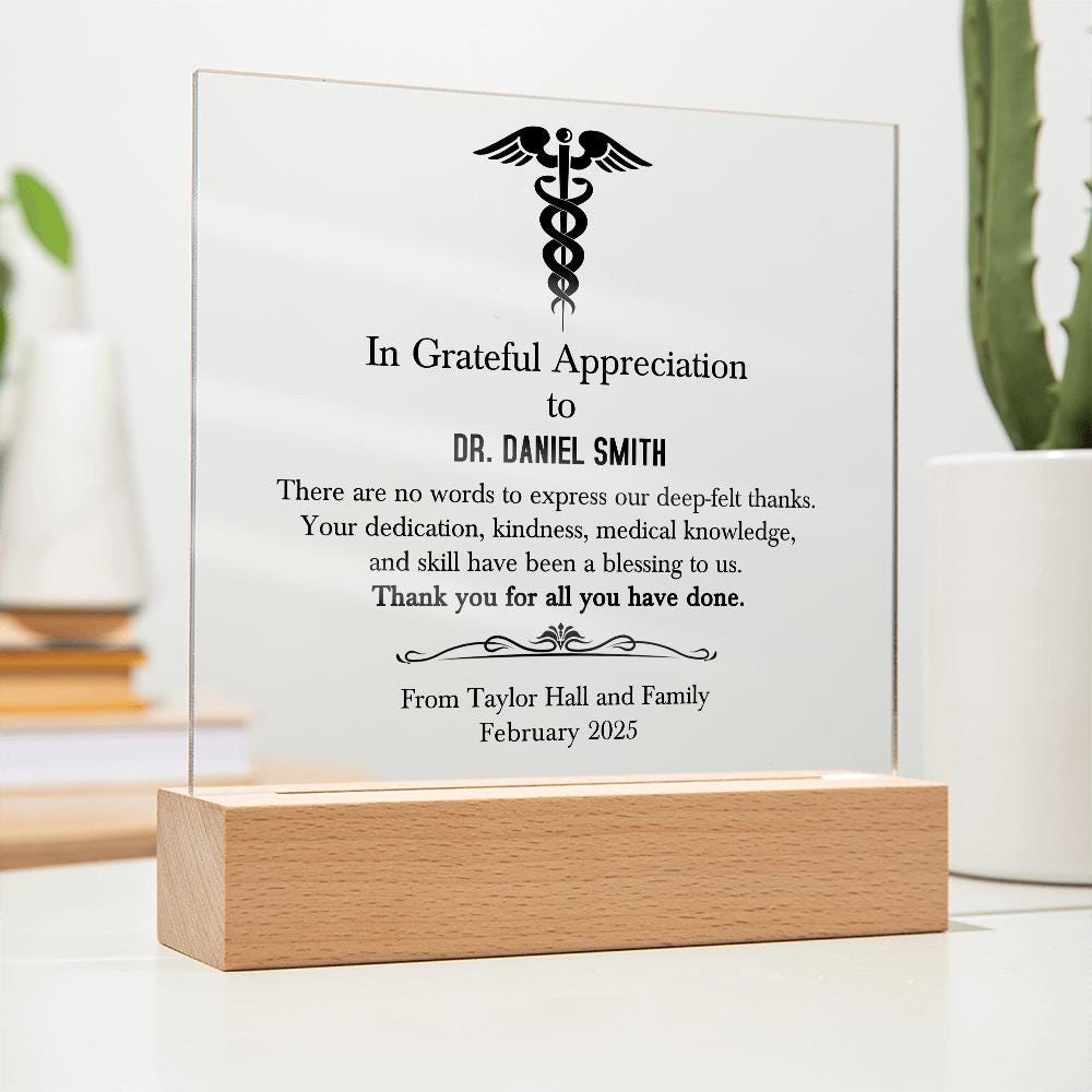 Doctor Thank You Acrylic Gifts, M.D. Recognition Gift, Physician ...