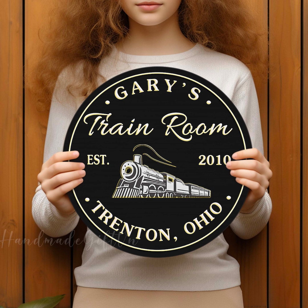 Train Room Door Sign, Train Decor Front Door, Personalized Train Name ...