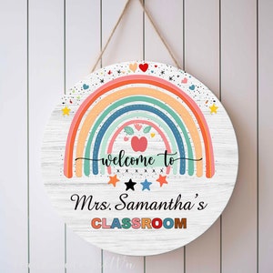 Personalized Teacher Door Sign, Teacher Classroom Door Hanger, Teachers ...