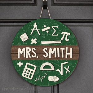 Personalized Math Teacher Door Sign, Math Teacher Door Hanger, Custom ...